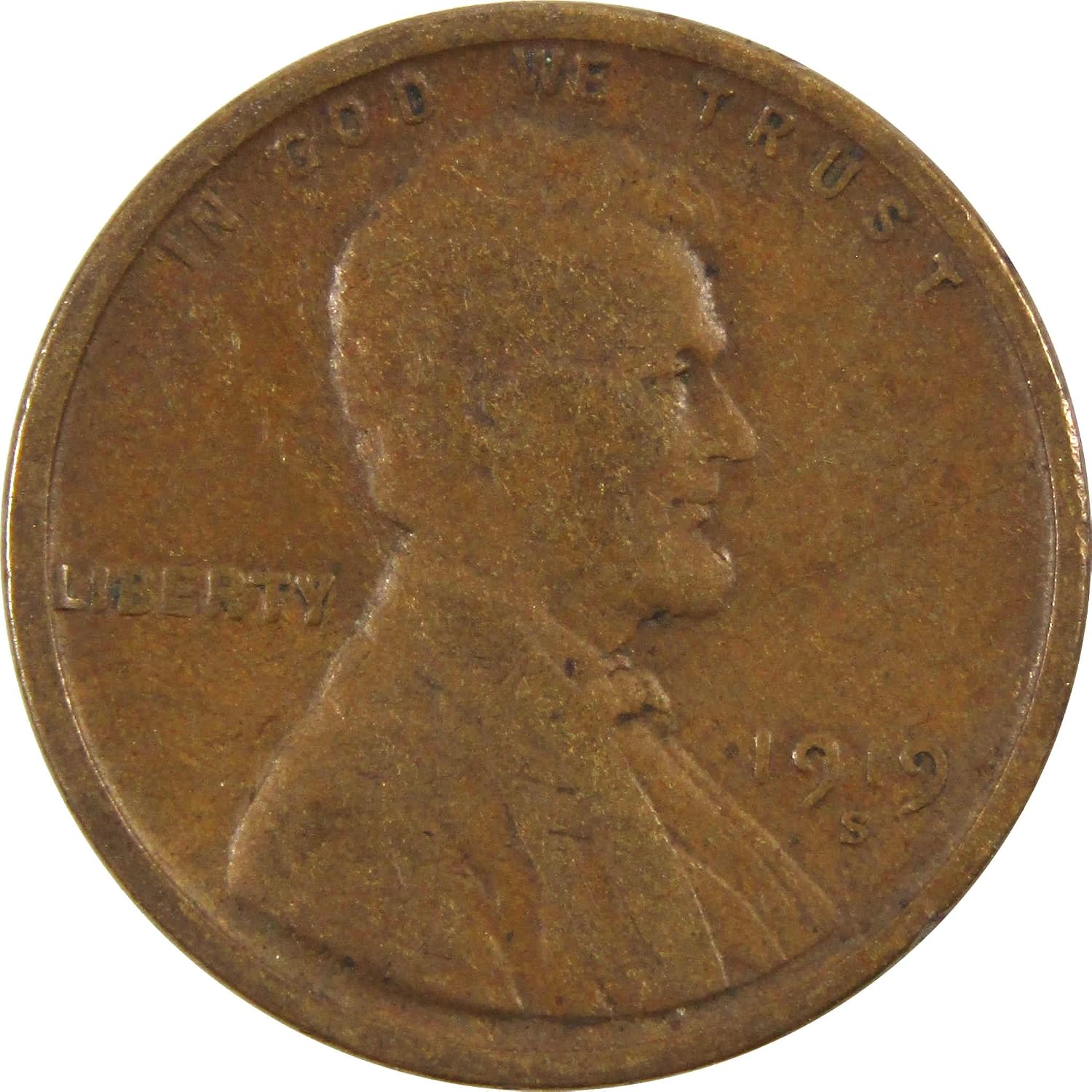 1919 S Lincoln Wheat Cent Circulated Penny 1c Coin Collectible at ...