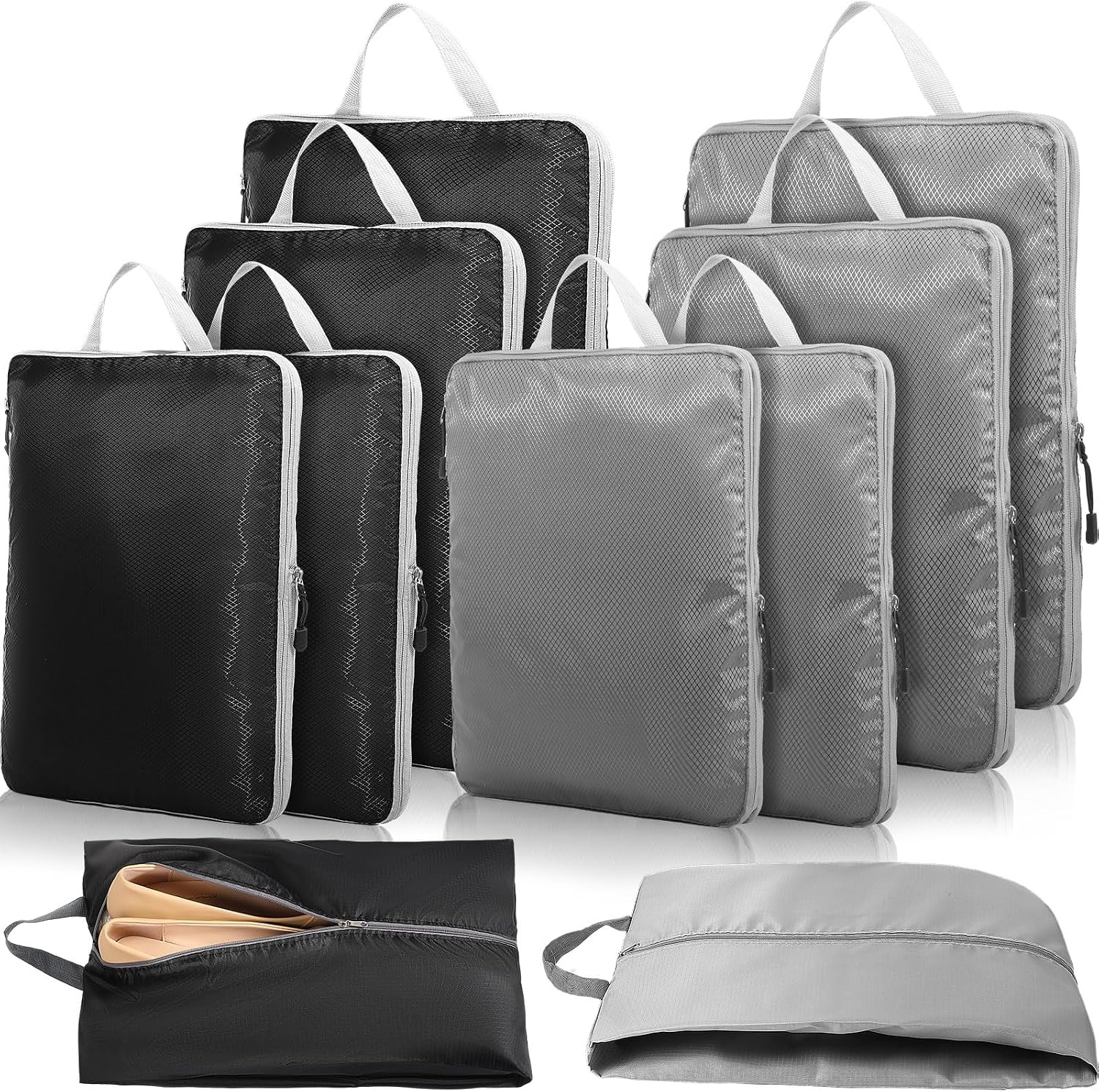 Amazon.com: Windyun 10 Pcs Compression Packing Cubes for Suitcase ...