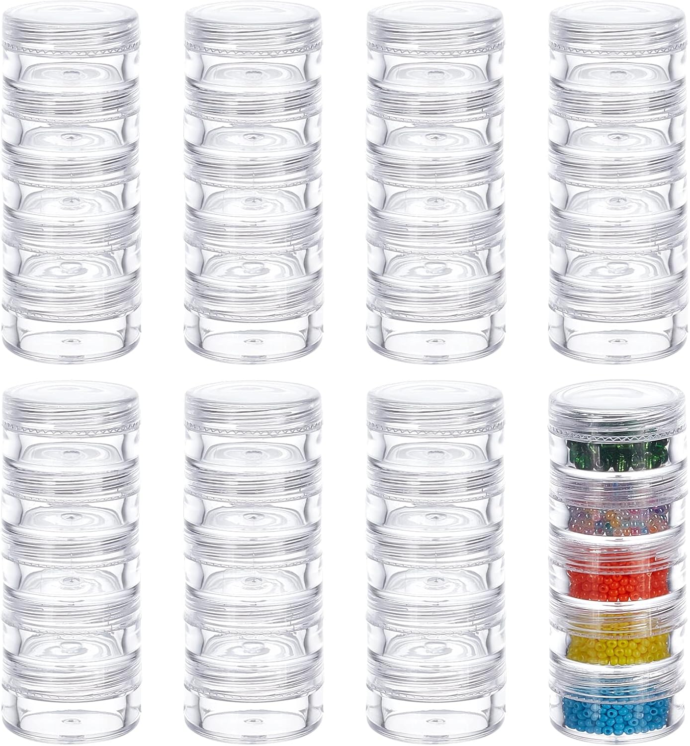 BENECREAT 40pcs Plastic Stackable Bead Storage Containers Clear Round ...