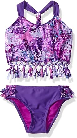 Amazon.com: LiMiTeD Too Girls' Foil Lame Snake Skin Tankini : Clothing ...