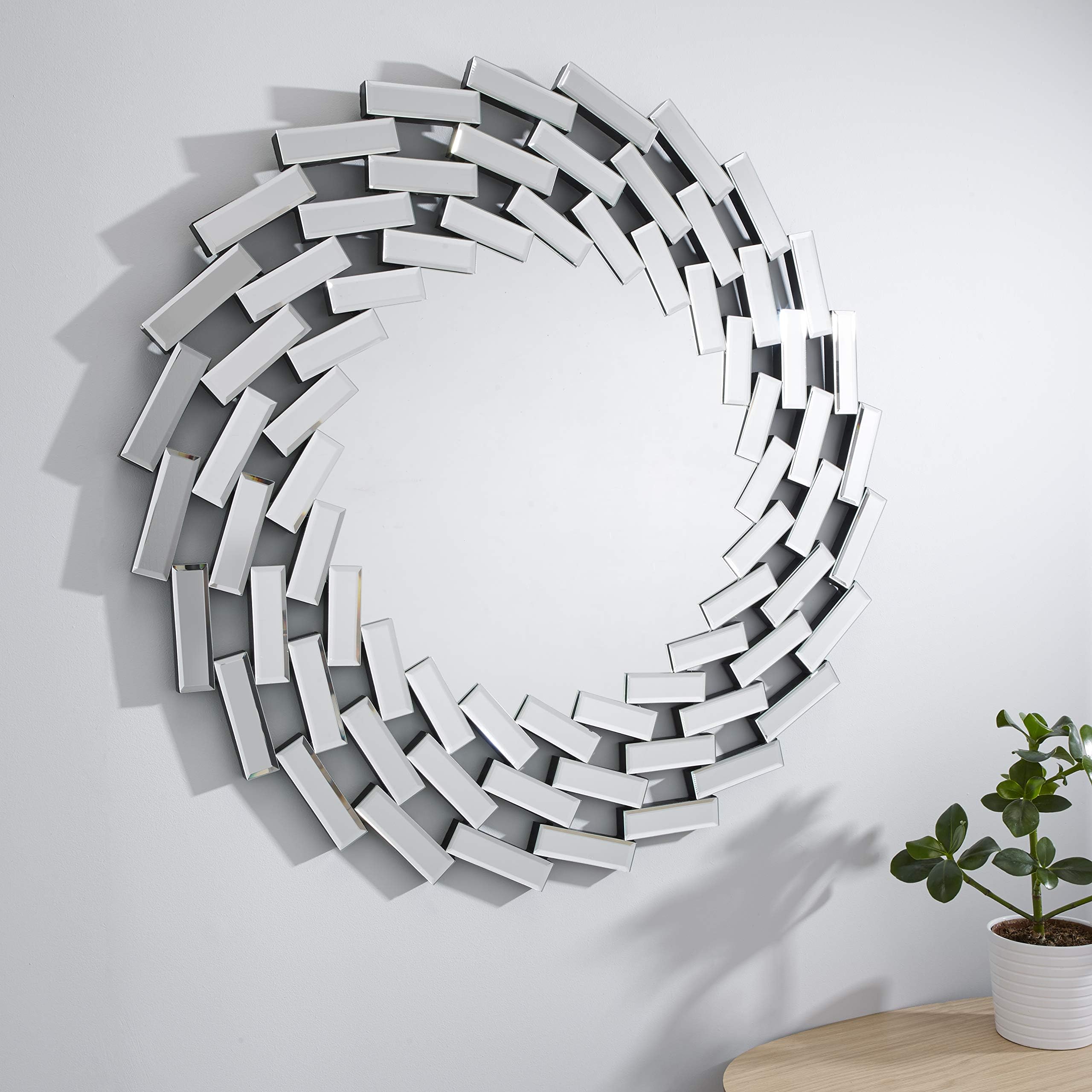 Furniturebox UK Venetian Large Silver Wall Round Circular Living Room ...