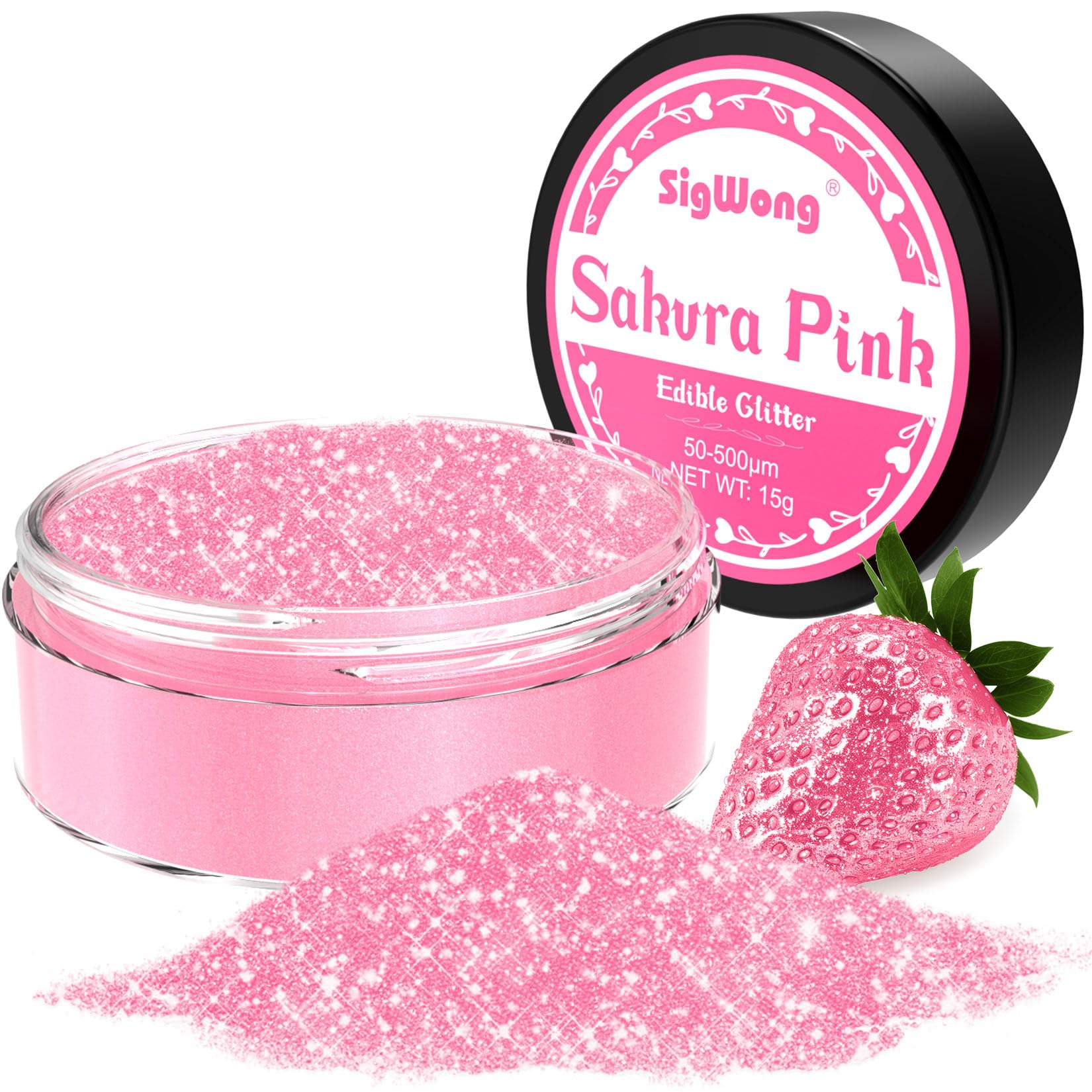 Pink Edible Glitter for Drinks - 15g Lustre Dust Edible Sprinkles for ...