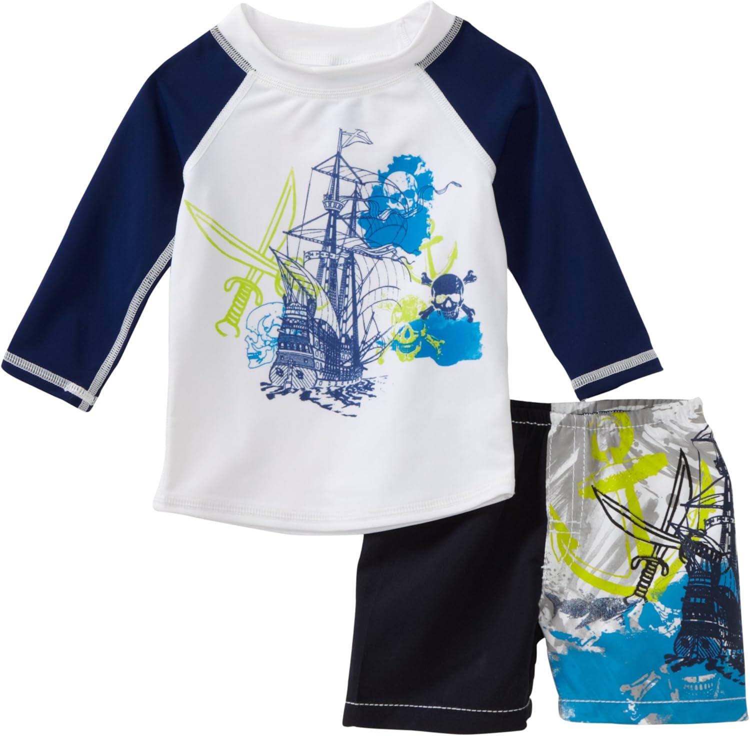 Amazon.com: Charlie Rocket Baby Boys' Rash Guard with Ship and Pirate ...