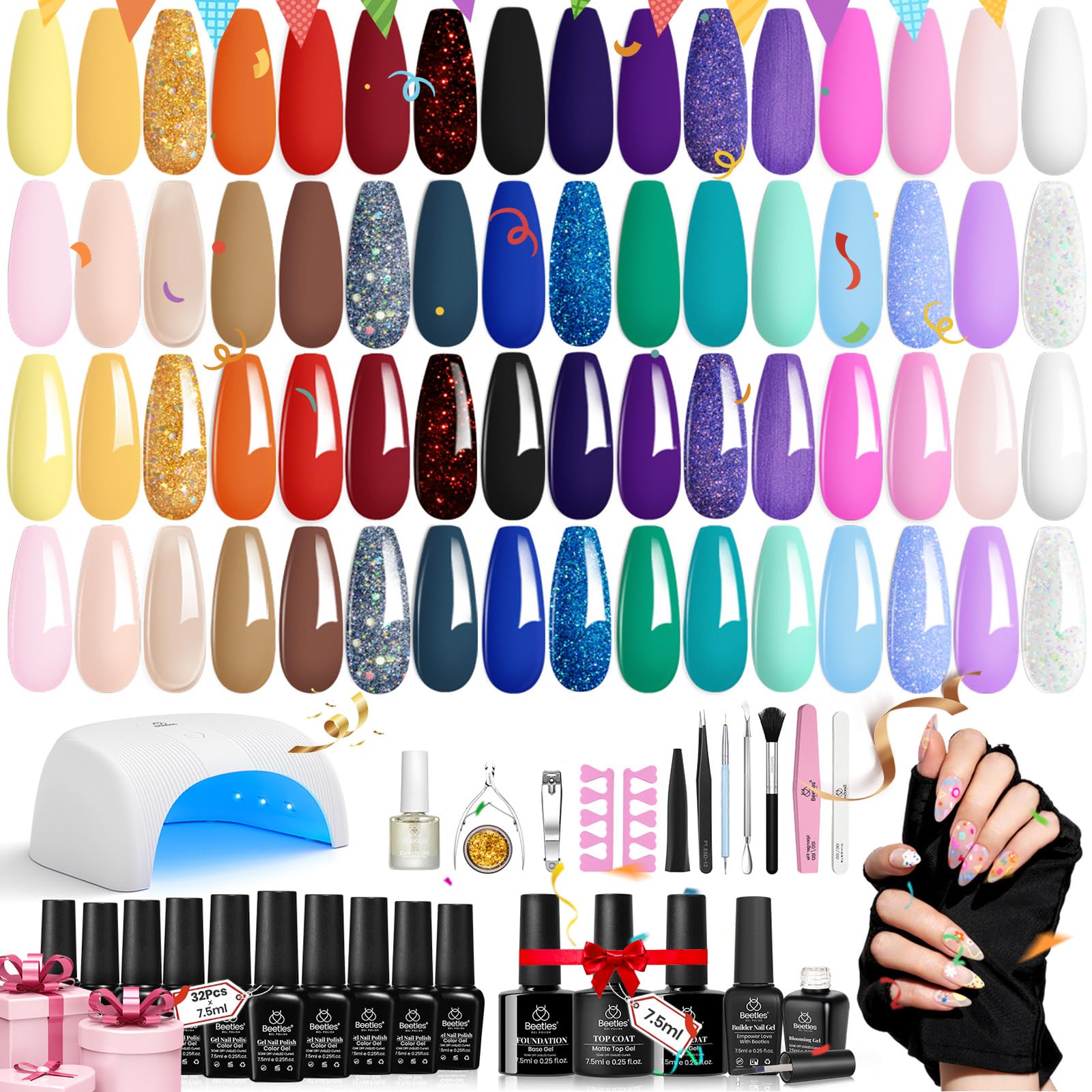 Beetles 53 Pcs Gel Nail Polish Kit with UV LED Light World Travel ...