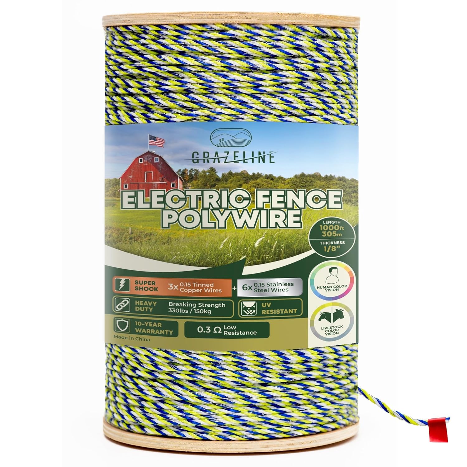 Amazon.com: Electric Fence Polywire 1000 Feet - 9 Strands Poly Wire ...