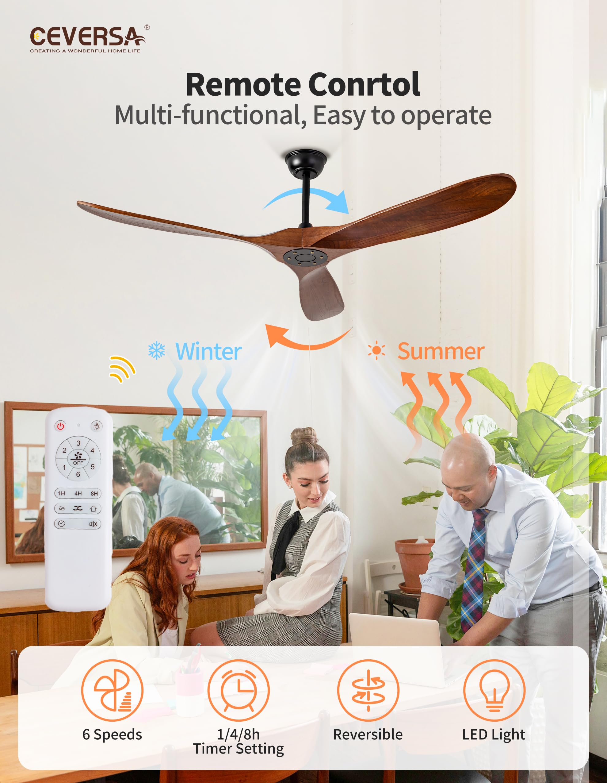 Snapklik.com : Ceversa 60 Inch Outdoor Ceiling Fan No Light