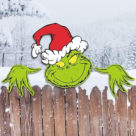 Amazon.com : 3PCS Grinchs Fence Peeker,Grinchmas Decor for Tree,Grinchs ...