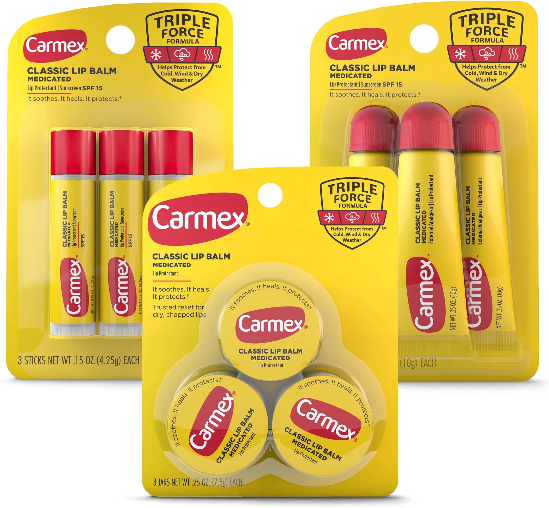 Amazon.com : Carmex Medicated Lip Balm Sticks, Lip Moisturizer for Dry ...