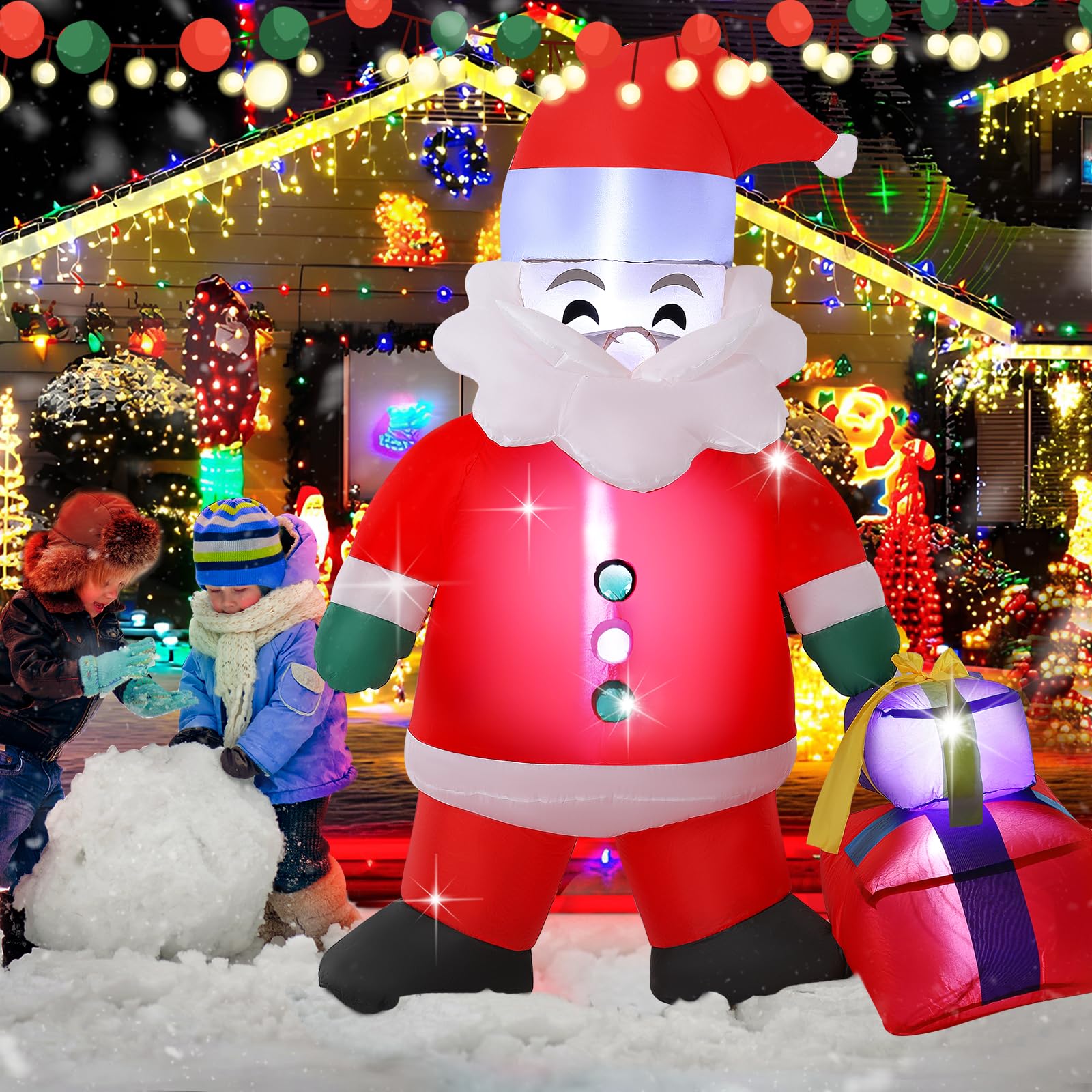 Amazon.com: Inflatables Santa Claus, 6Ft Christmas Inflatables Outdoor ...