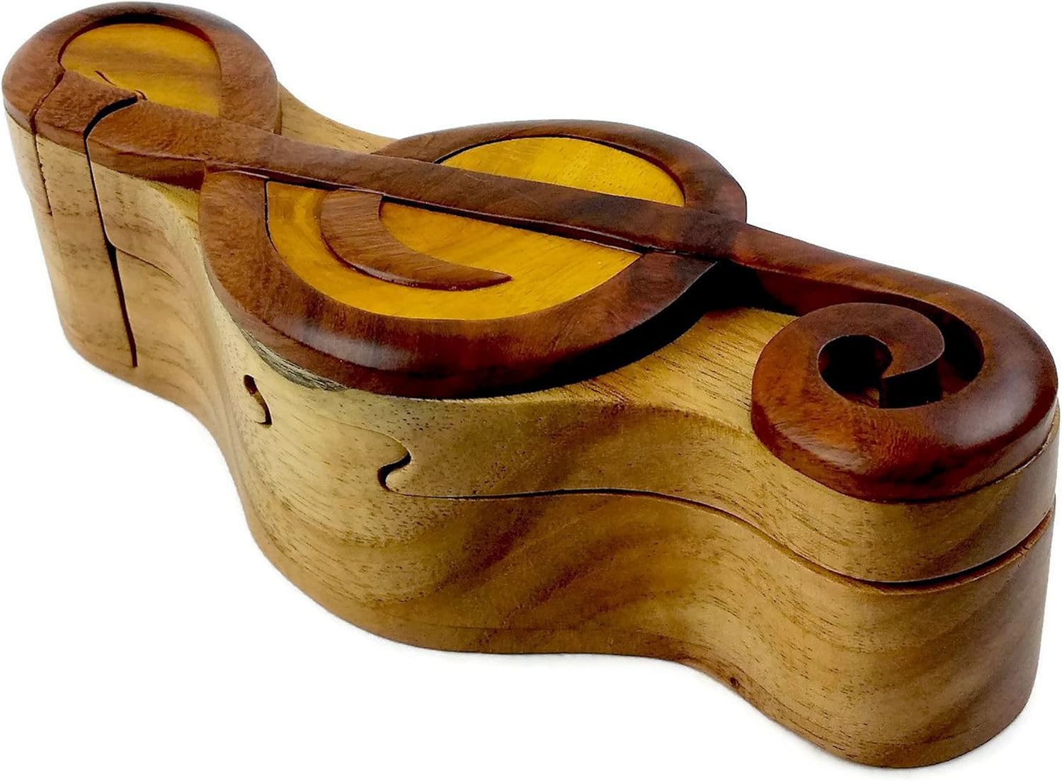 Music Treble Clef All Natural Exotic Woods Puzzle Box, 7.75″ X 3″ X 2. ...