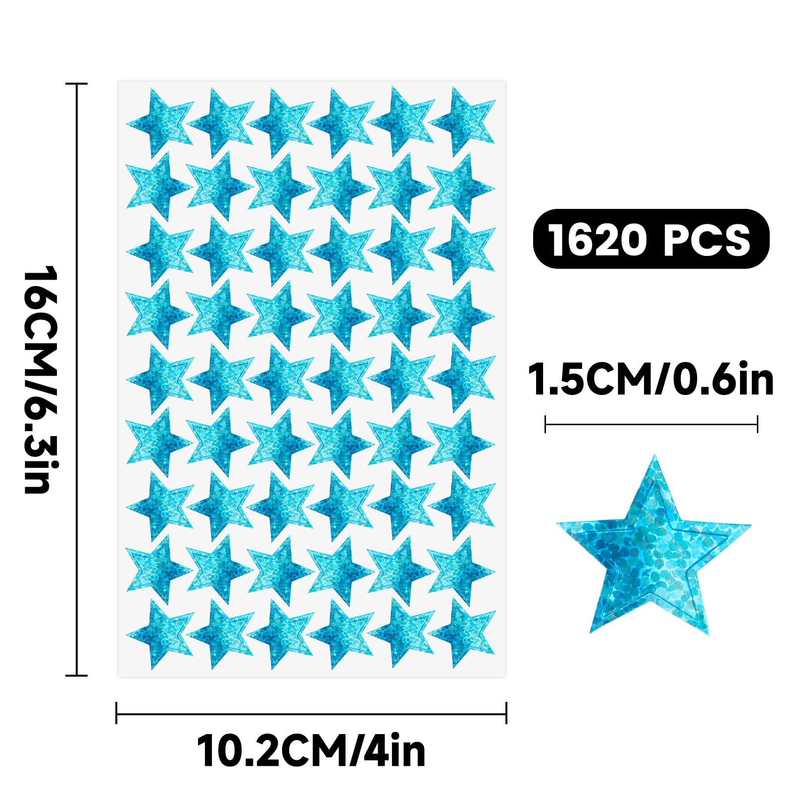 Snapklik.com : Small Star Stickers 1620PCS Holographic Foil Stars ...