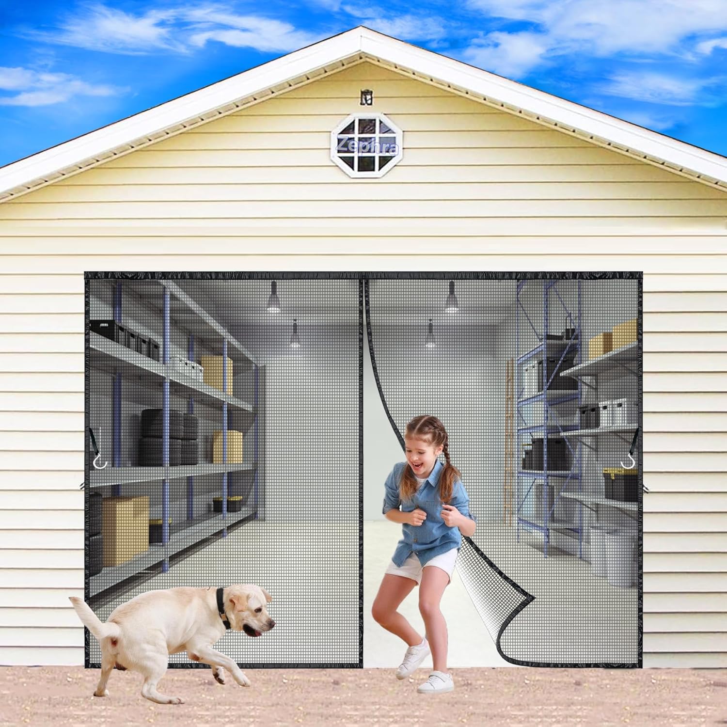 Mesh Magnetic Screen Door, 43x100 inch Sliding Door Screen Magnet ...