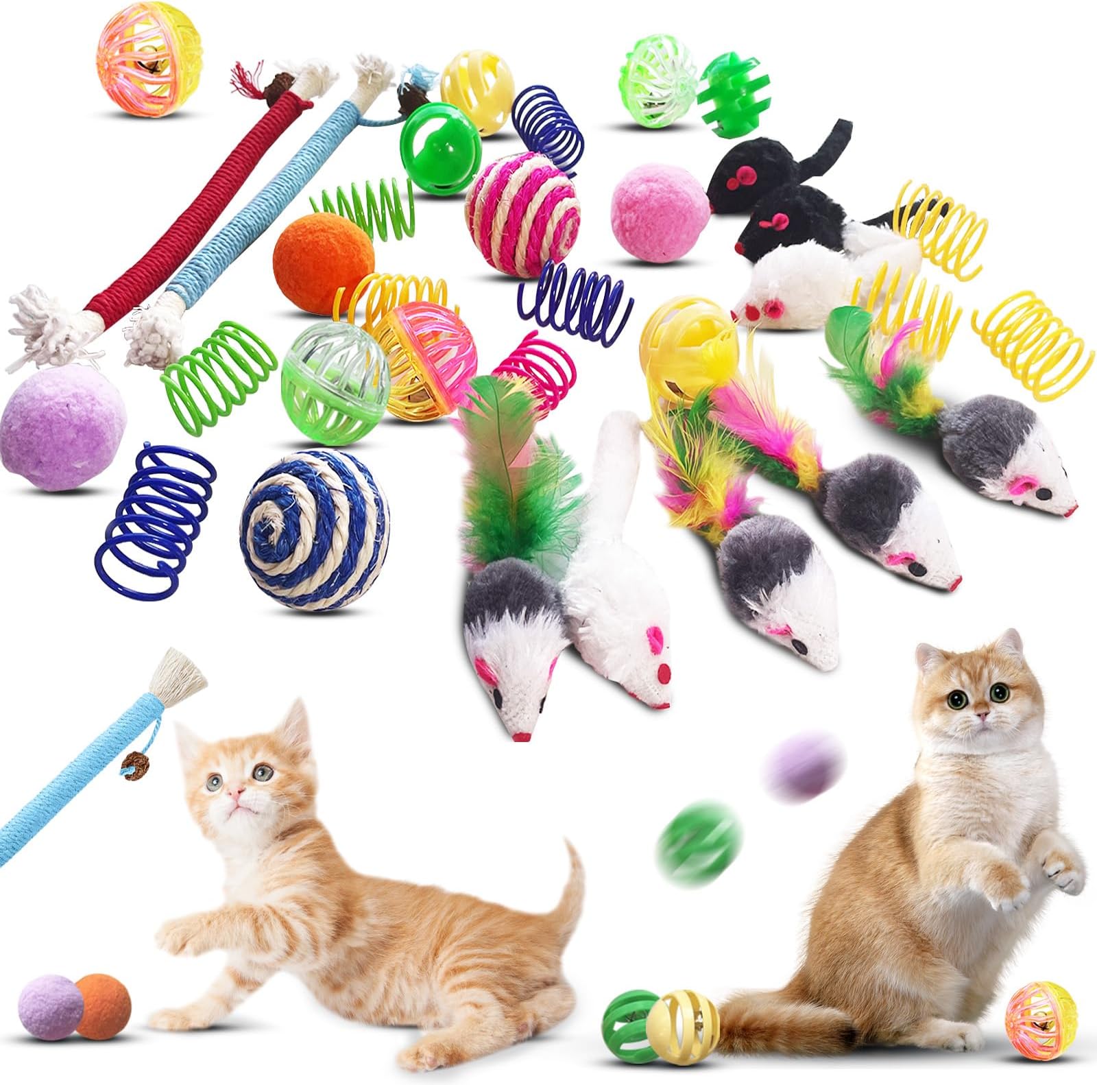 Amazon.com: YULOYI Cat Toys for Indoor Cats, 34 Packs Interactive Cat ...