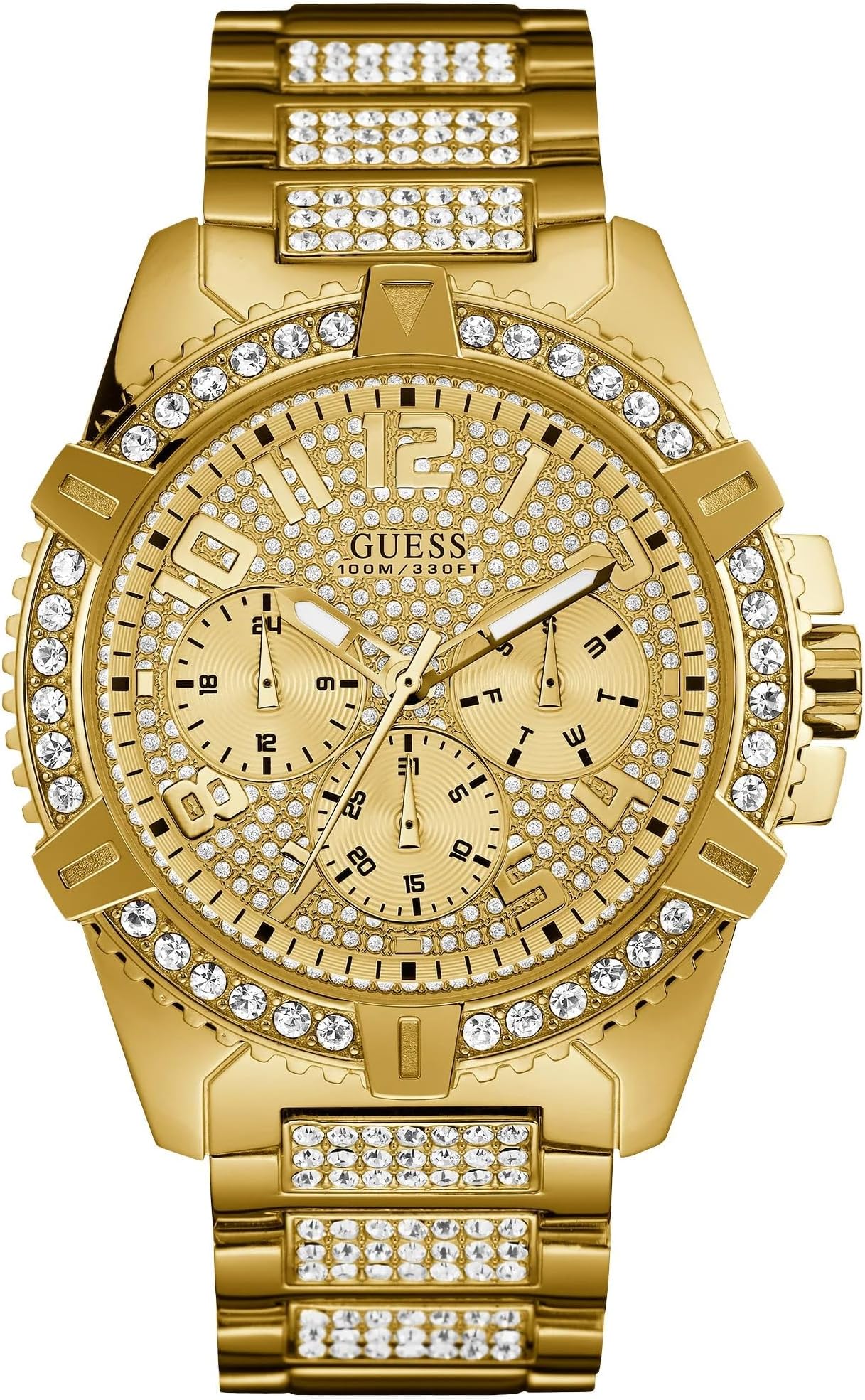 GUESS Men's Stainless Steel Multifunction Crystal Accented Watch, Color ...