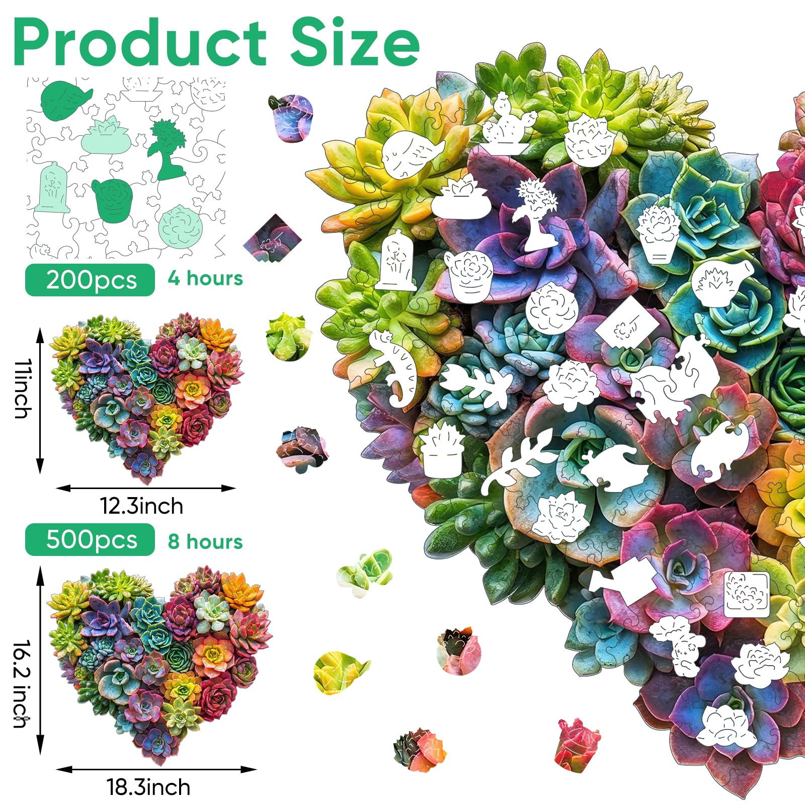 Snapklik.com : Ruikiyart Succulent Wooden Puzzles For Adults,200 Pieces ...
