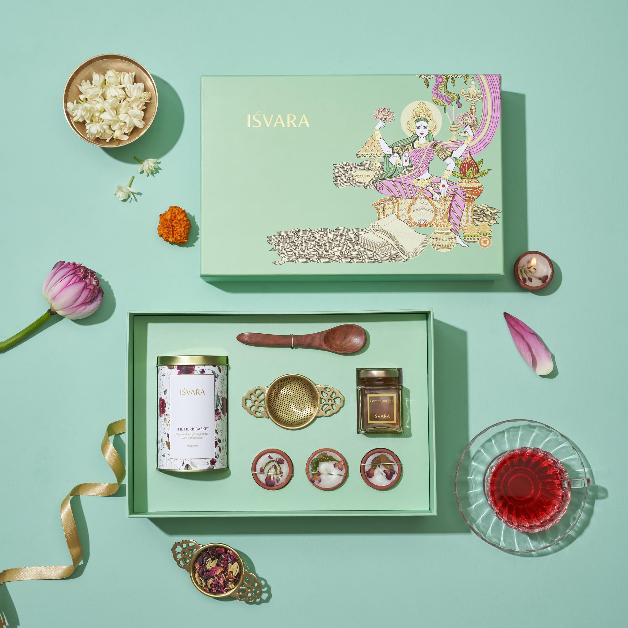 ISVARA Tea Gifts - Goddess Lakshmi Gift Set, The Herb Basket tea box ...