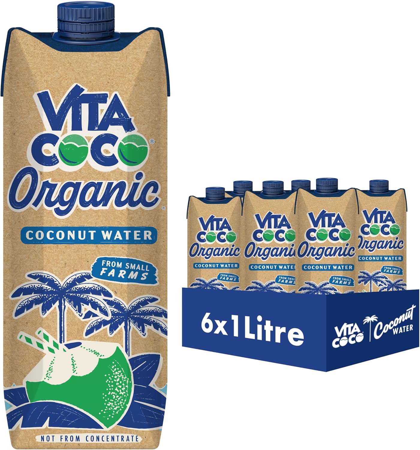 Vita Coco Organic Coconut Water 6x1L, High in Vitamin C and Potassium ...