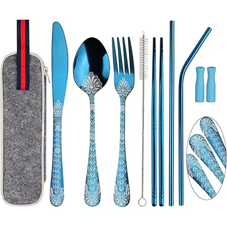 Amazon.com | Portable Stainless Steel Flatware Set, Travel Camping ...