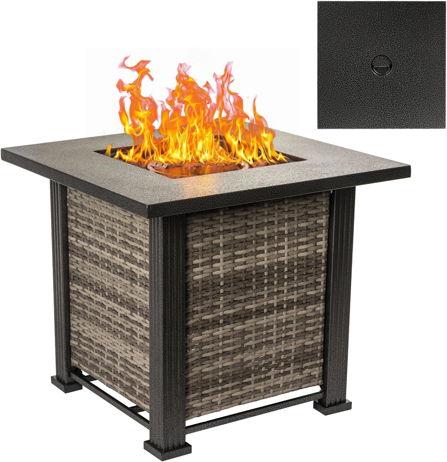 Amazon.com: Propane Fire Pit Table, 28'' Square Propane Gas Fire Pit ...