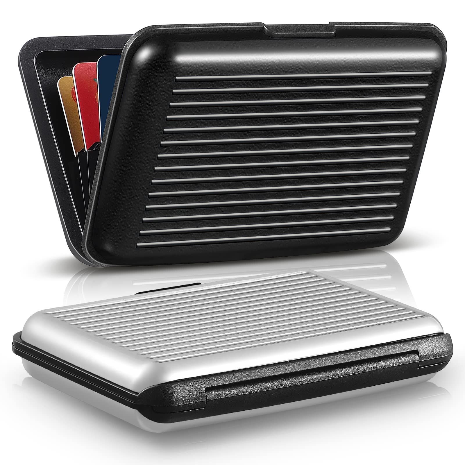 2 Pieces Credit Card Holder Slim Mini Credit Card Protector Metal ID ...