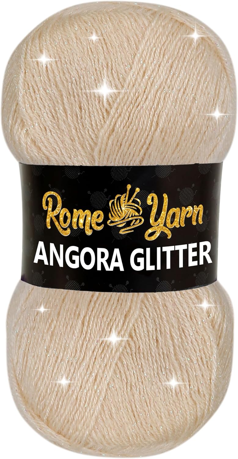 Amazon.com: Rome Yarn Angora Glitter Yarn | #2 Fine, Sport (USA), 3 Ply ...