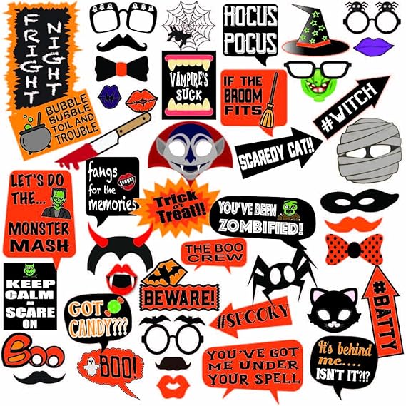 Amazon.com: Deluxe Halloween Photo Booth Prop Set, 45 Extra Large Props ...