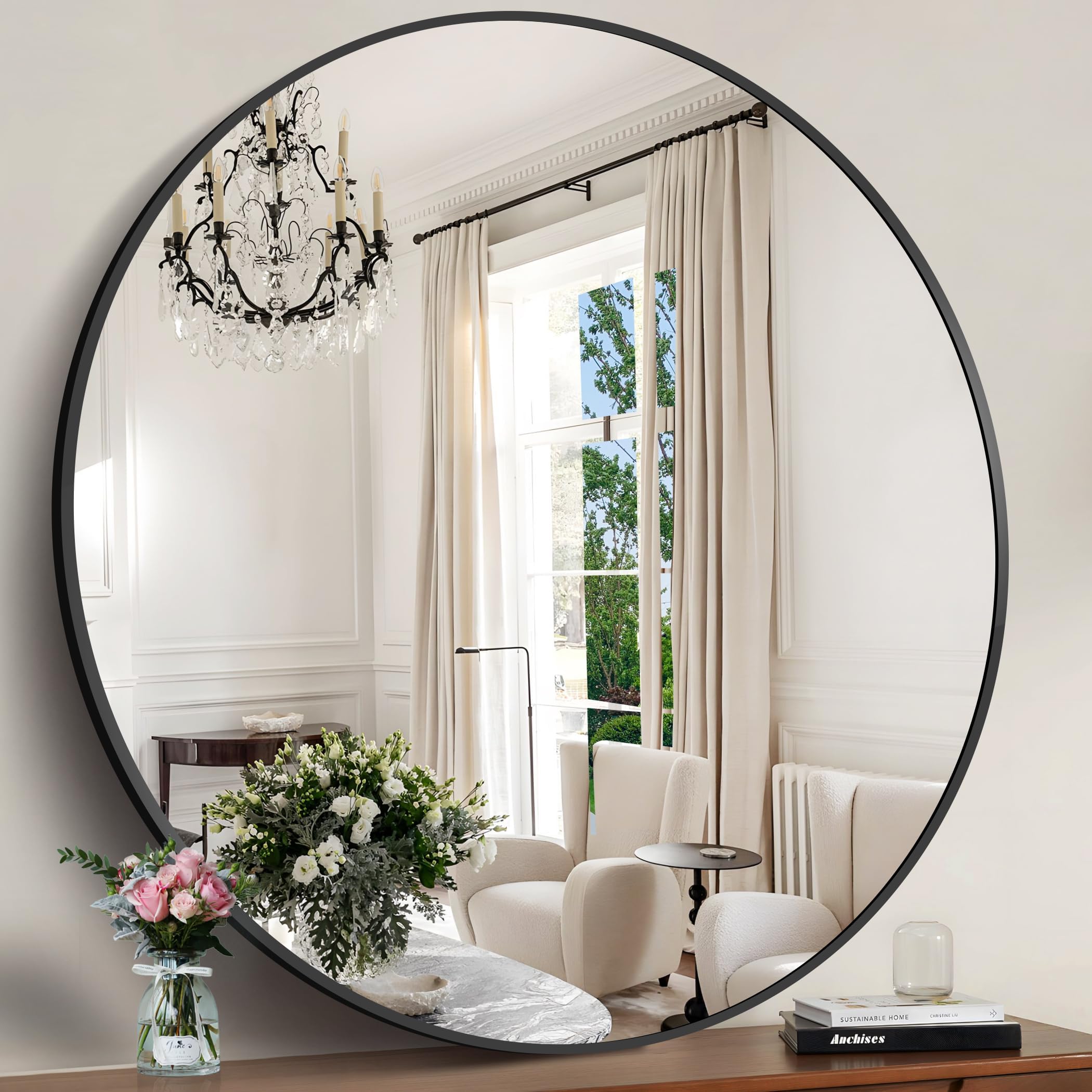 Amazon.com: Uttermost 09928 Junius - Large Round Mirror-60 Inches Tall ...