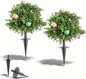Amazon.com: 24" Easter Decorations Outdoor Tree, Set of 2 Artificial ...