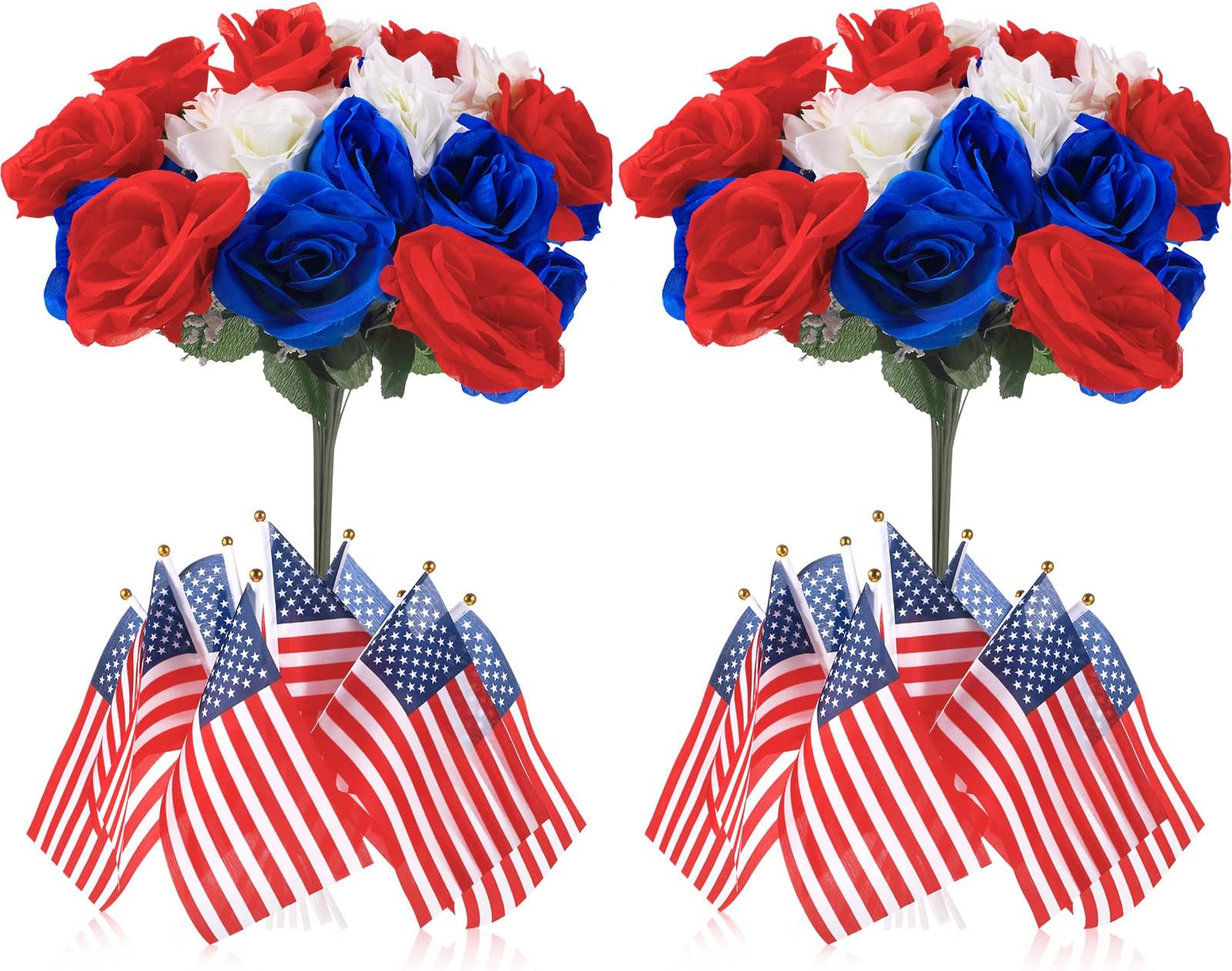 Amazon.com: Hanaive 23 Pcs Patriotic Memorial Bouquet with Small ...