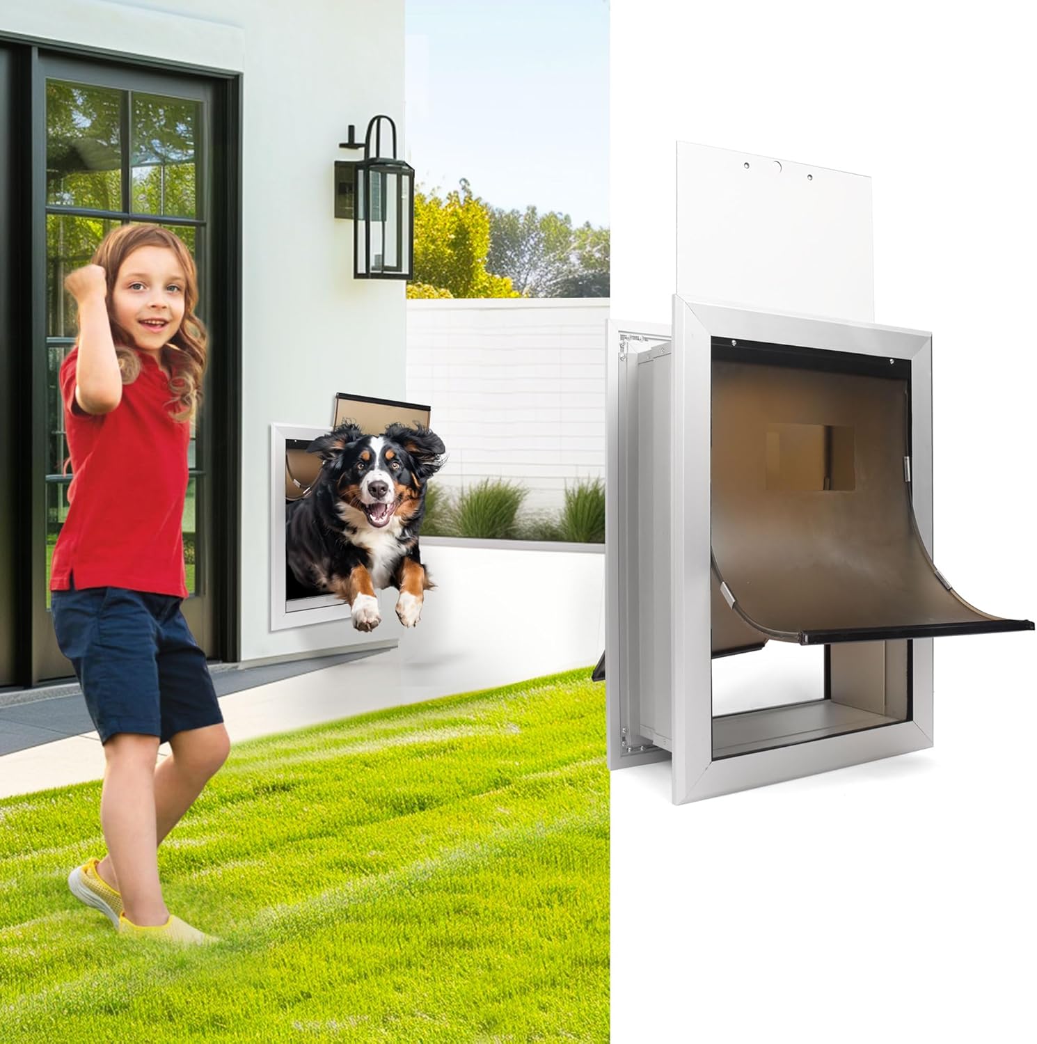 Amazon.com: iPetba Heavy Duty Extra Large Dog Door for Wall Aluminum Profile Doggie Door for ...