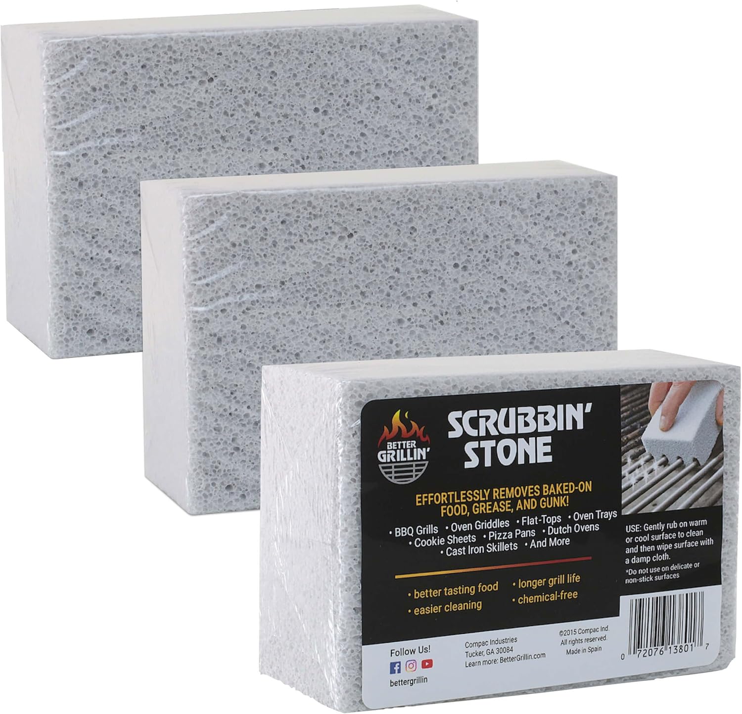 Amazon.com: Better Grillin Scrubbin Stone Grill Cleaner-Scouring Brick ...
