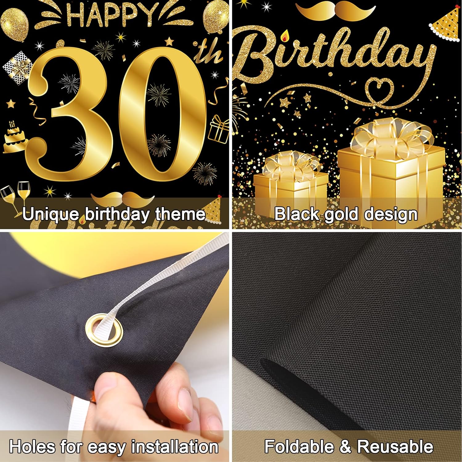 30th Happy Birthday Banner – 30th Birthday Decorations Party Birthday ...