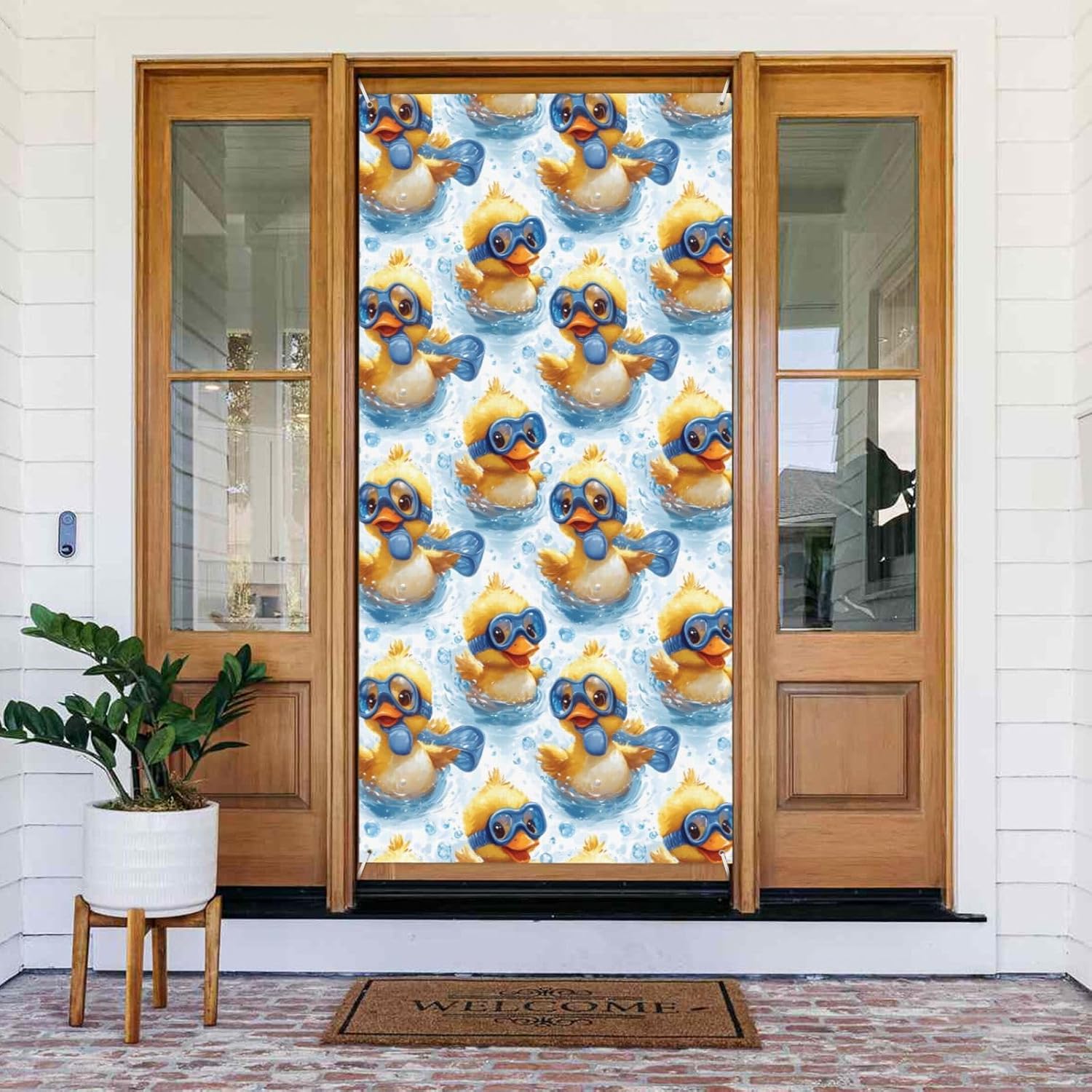 Amazon.com: Door Covers Decorations - Cute Swimming Duck Print Summer ...