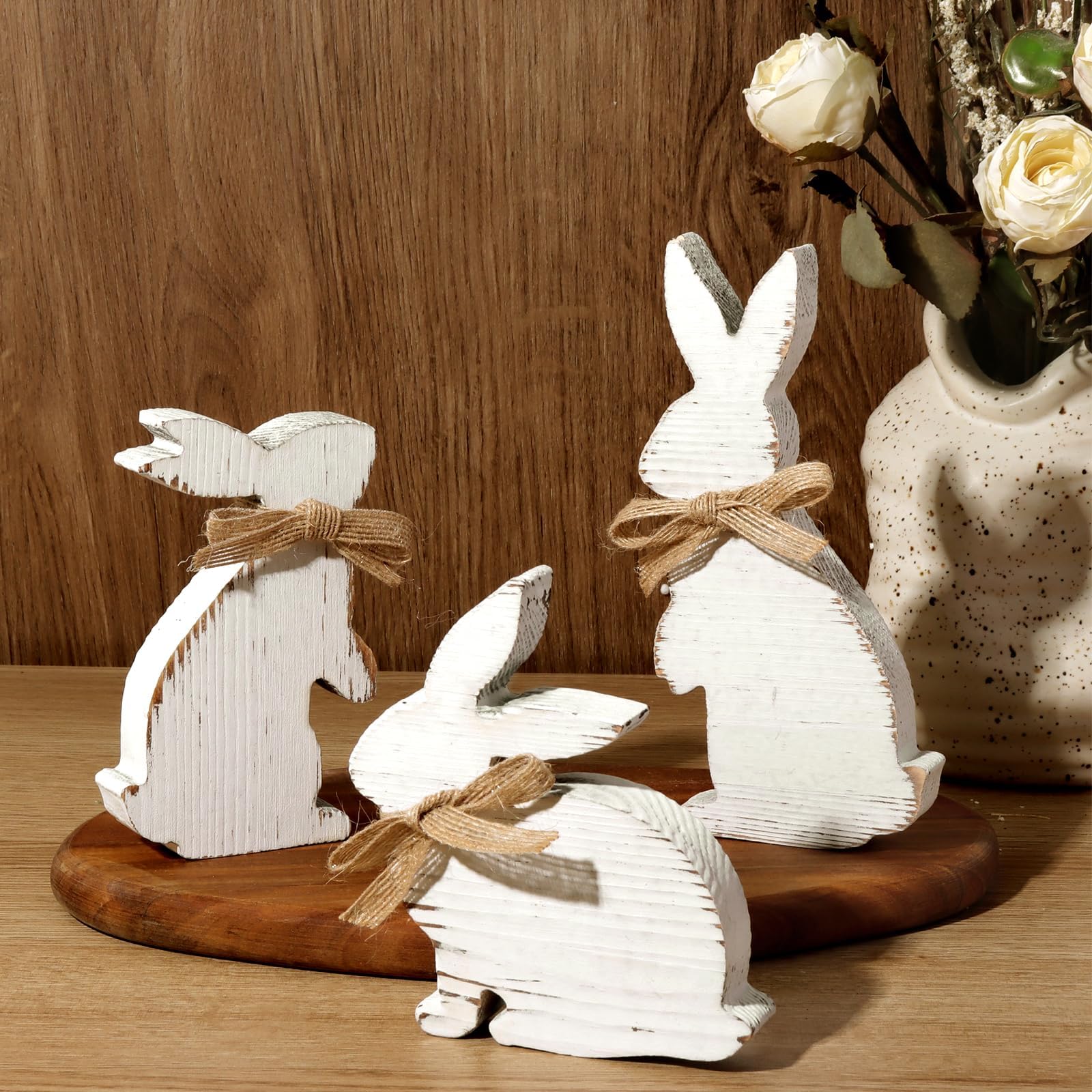 Amazon.com: Beeveer 5 Pcs Easter Bunny Wooden Signs Bunny Decor Rustic ...