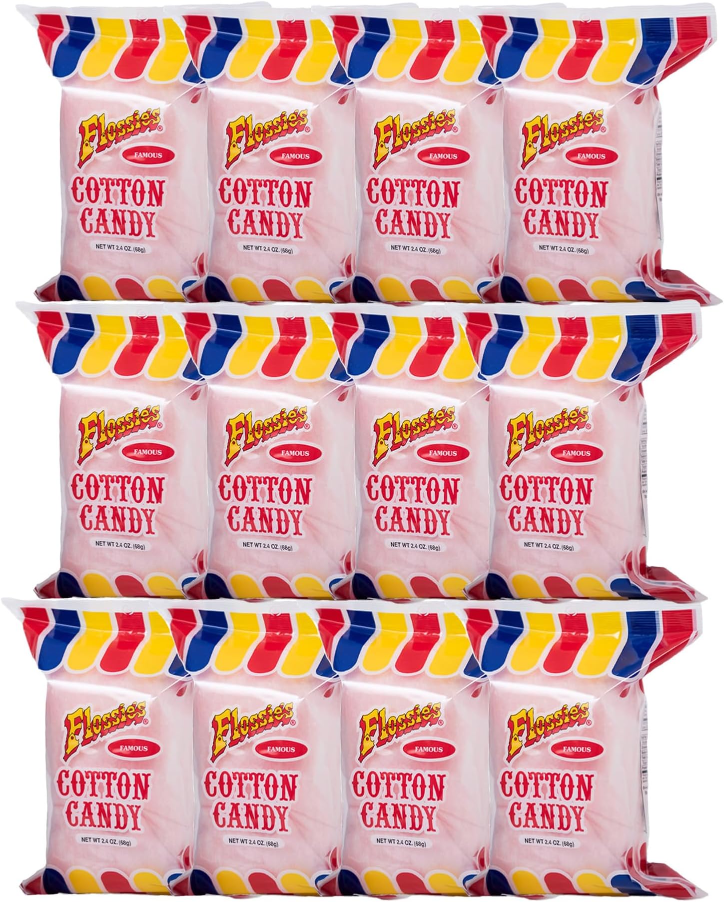 Amazon.com : Flossie's Famous Cotton Candy Pink Party Flavor, 2.4oz Bag ...