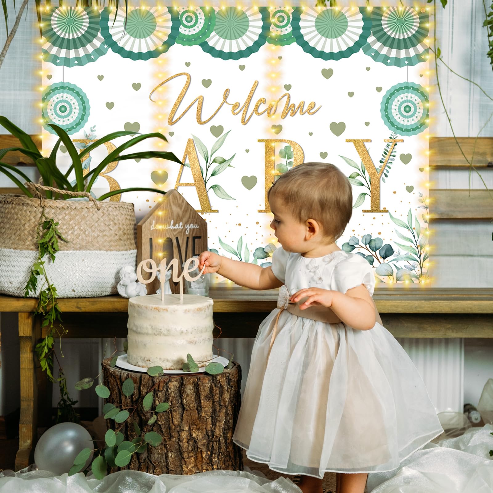 Snapklik.com : 7 X 5ft LED Welcome Baby Baby Shower Backdrop Lighted ...
