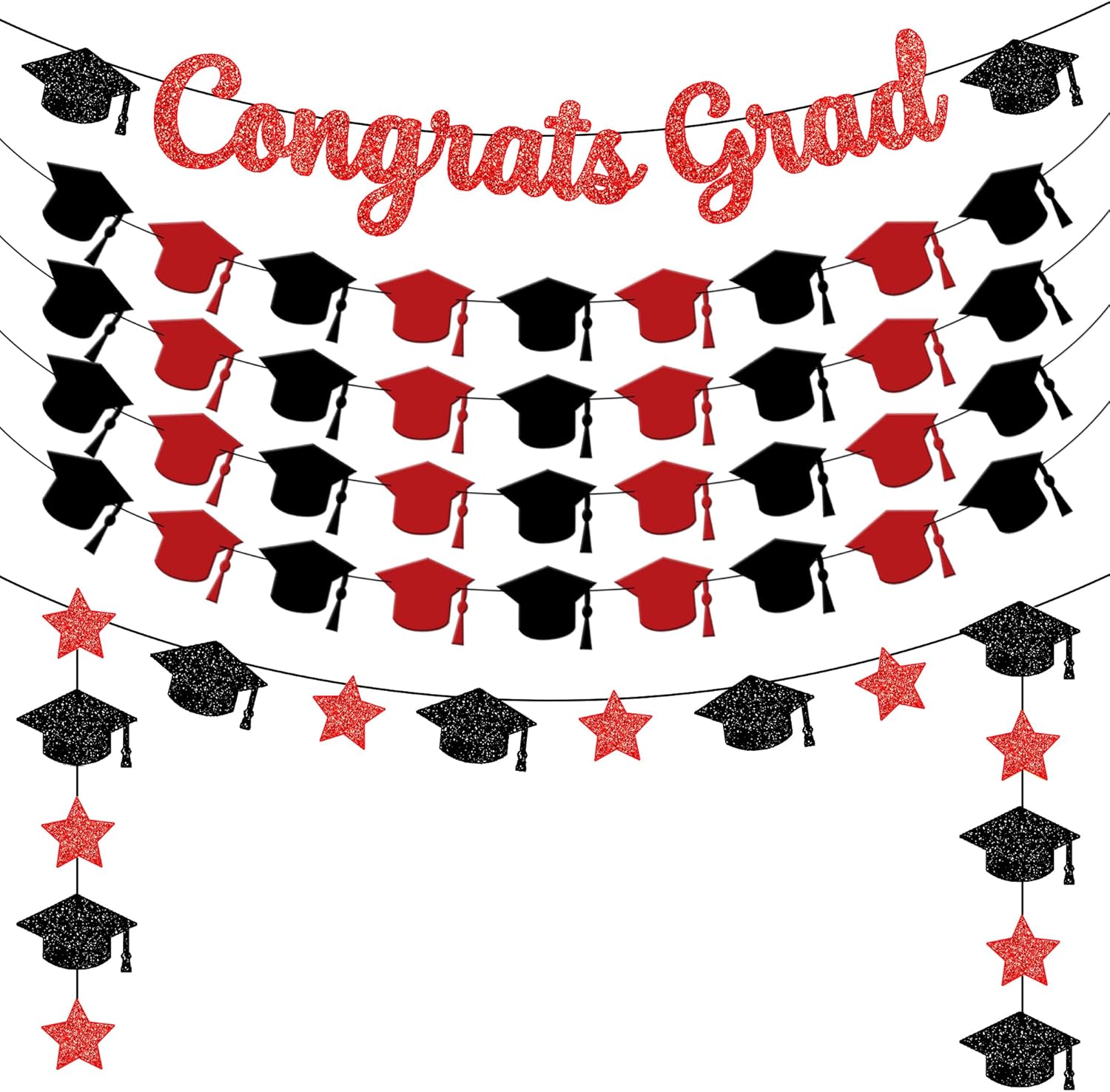 Amazon.com: KatchOn, Glitter Red Congrats Grad Banner - 10 Feet | Felt ...