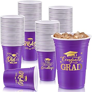 Amazon.com: Yinder 48 Pcs Disposable Graduation Party Plastic Cups, 16 ...