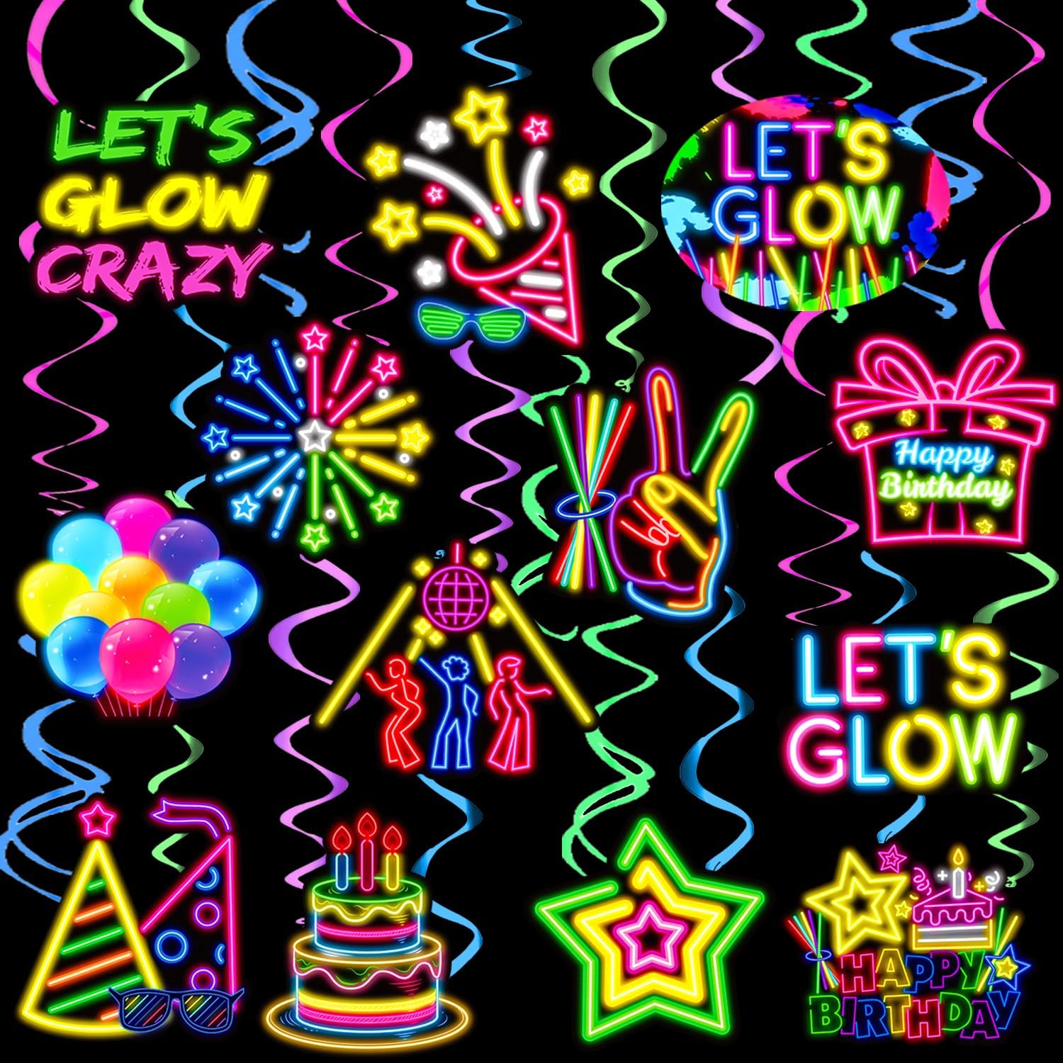 Amazon.com: Glow Neon Honycomb Centerpieces 13Pcs Glow Birthday Party ...