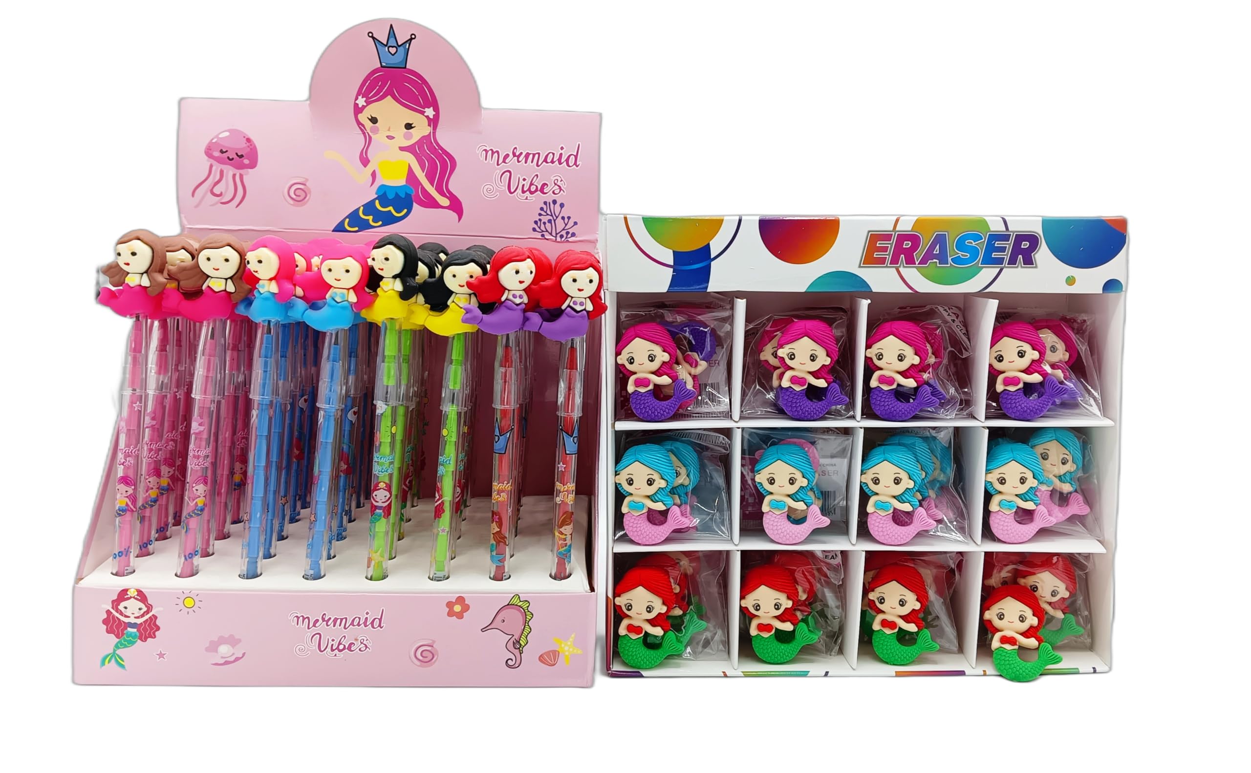 GOLD LEAF Mermaid Design Mechanical Stackable Pencils With Erasers For ...