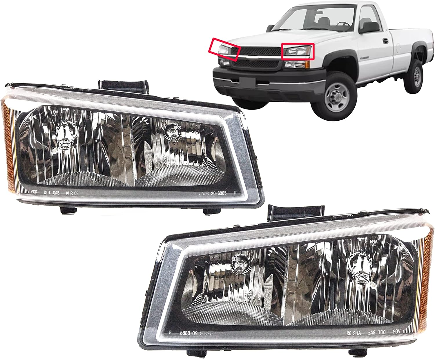 Amazon.com: Headlight Assembly Halogen Headlamps Compatible With ...