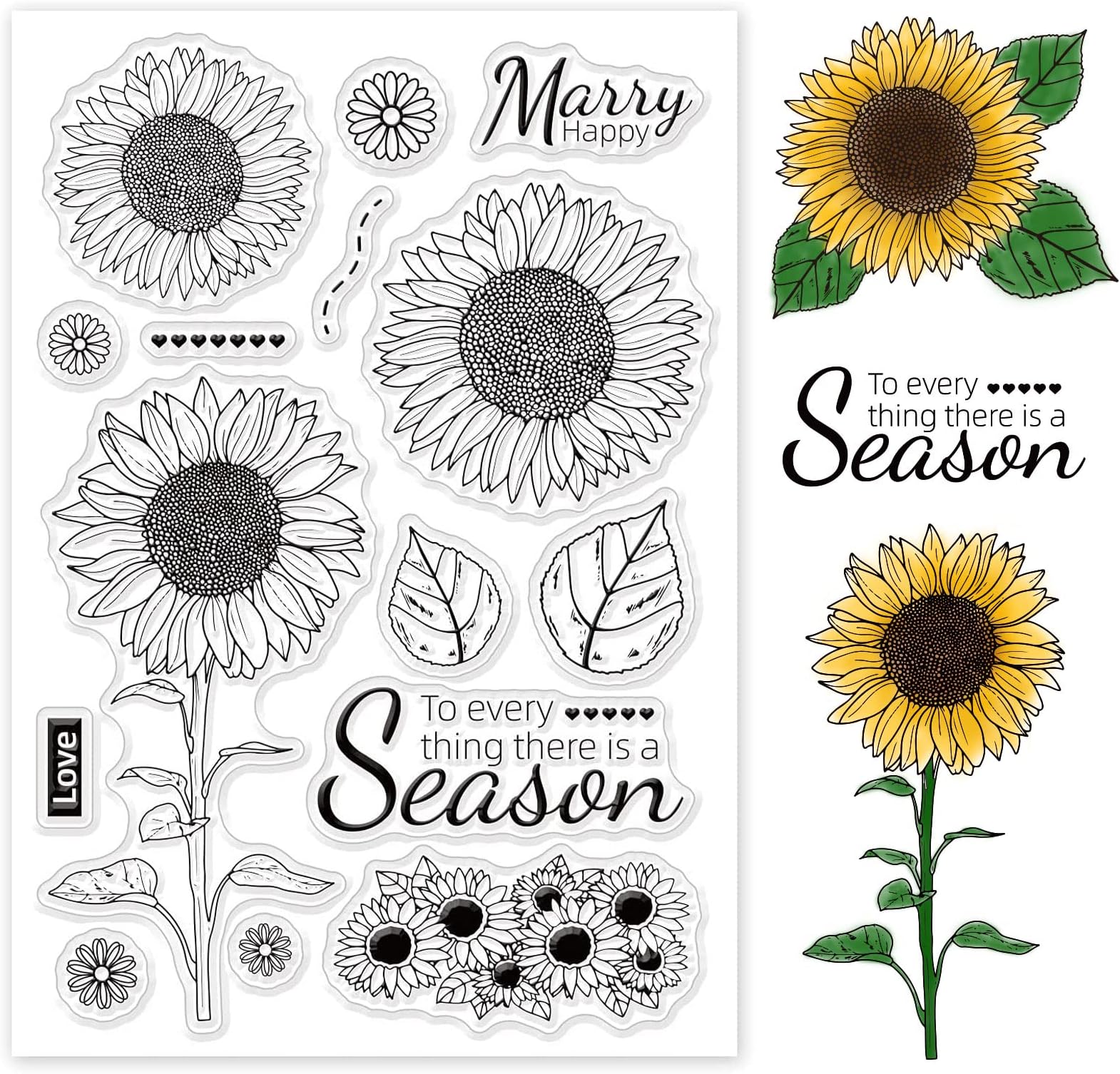 Amazon.com: Hying Fall Sunflower Background Clear Stamps for Card ...