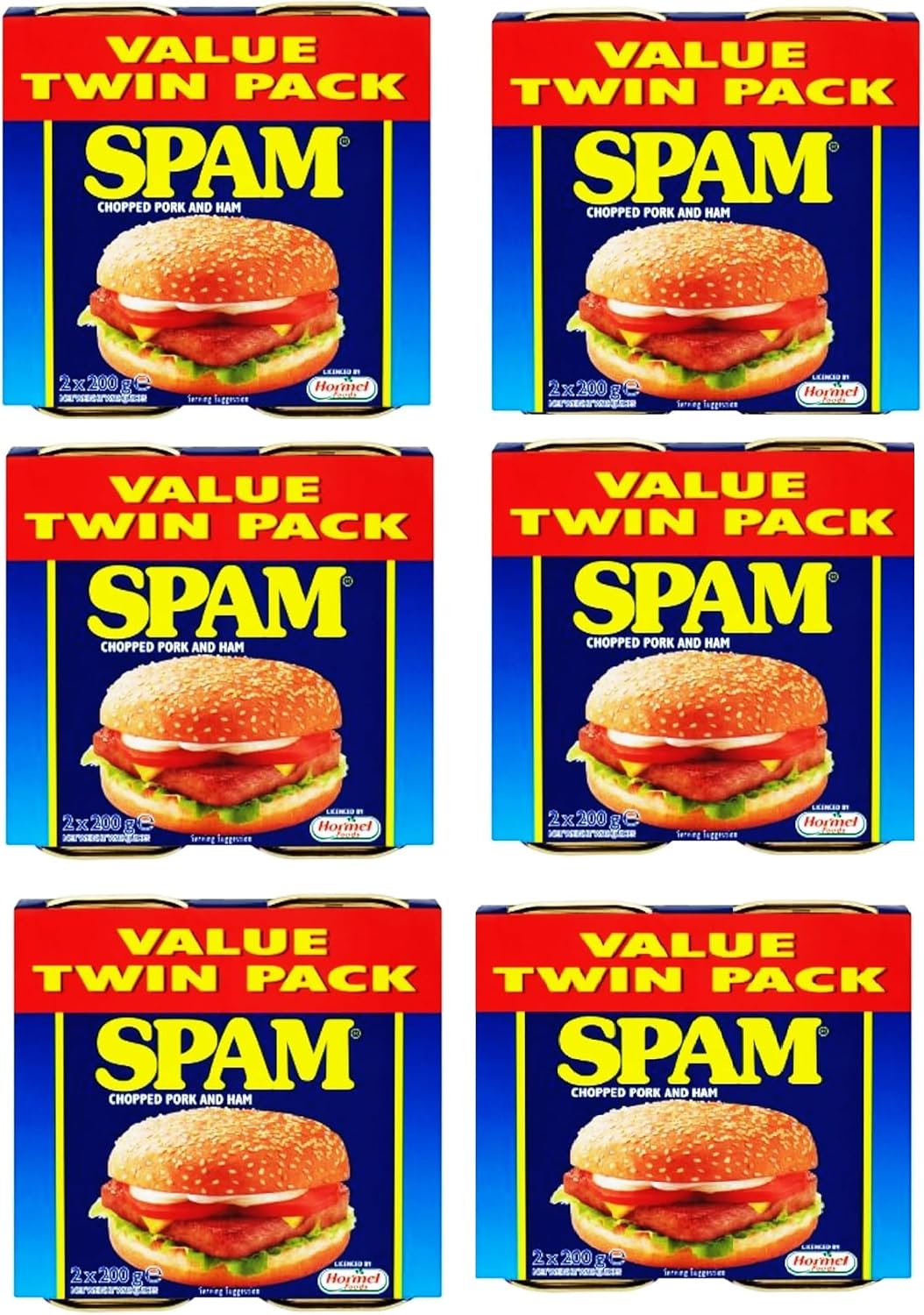 Spam Chopped Pork & Ham contains (12 cans) 6 x 2x200g (6 Pack Bundle ...