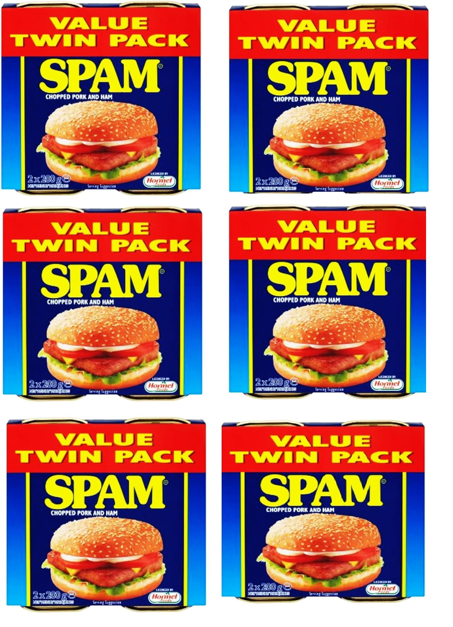 Spam Chopped Pork & Ham contains (12 cans) 6 x 2x200g (6 Pack Bundle ...