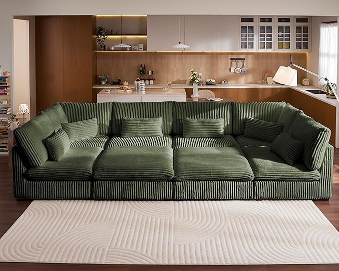 Amazon.com: 154" Oversized Corduroy Couch Modular Sectional Sofa ...