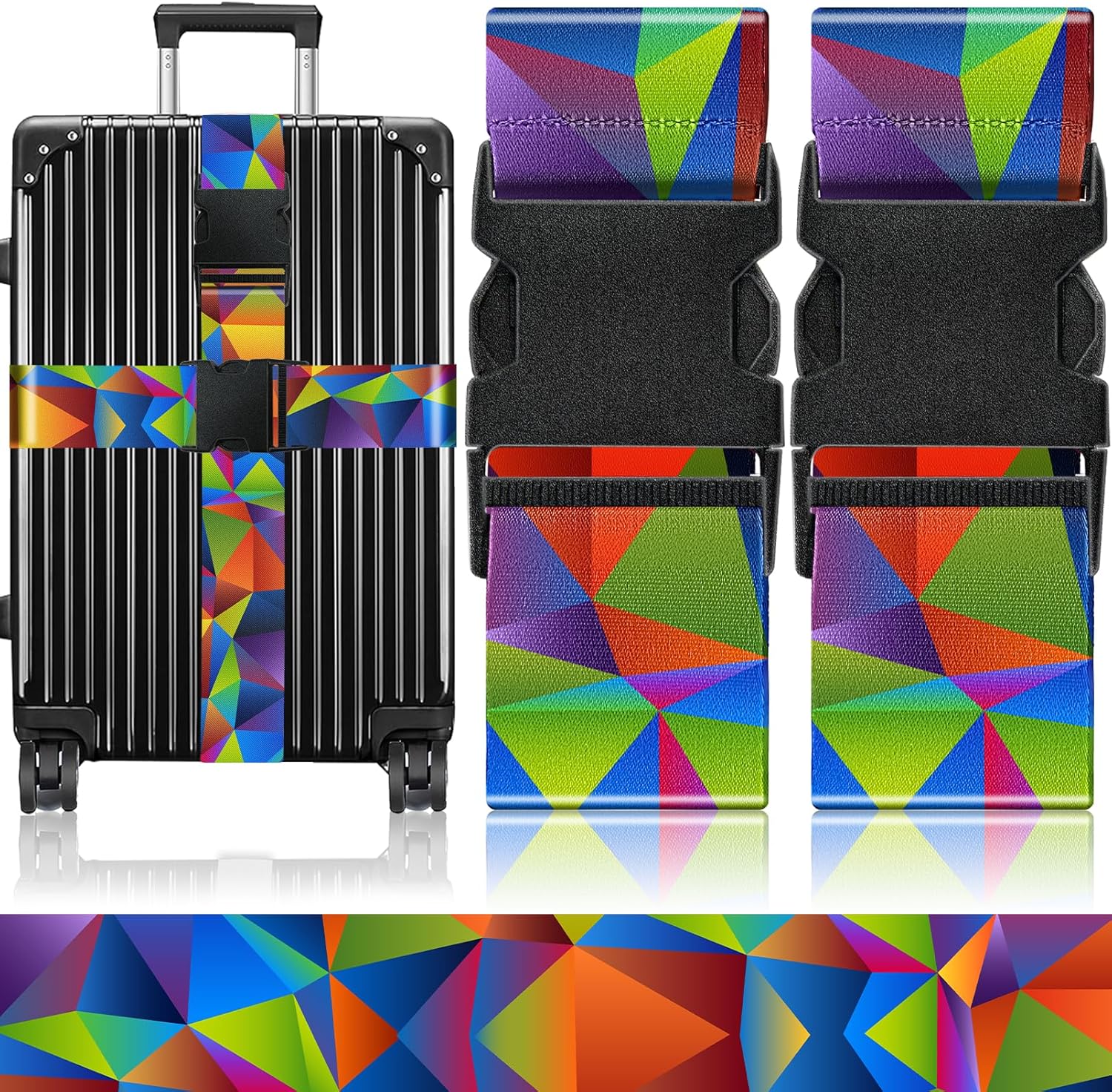 OffiEase Luggage Straps for Suitcases Travel Belt - Baggage Identifiers ...