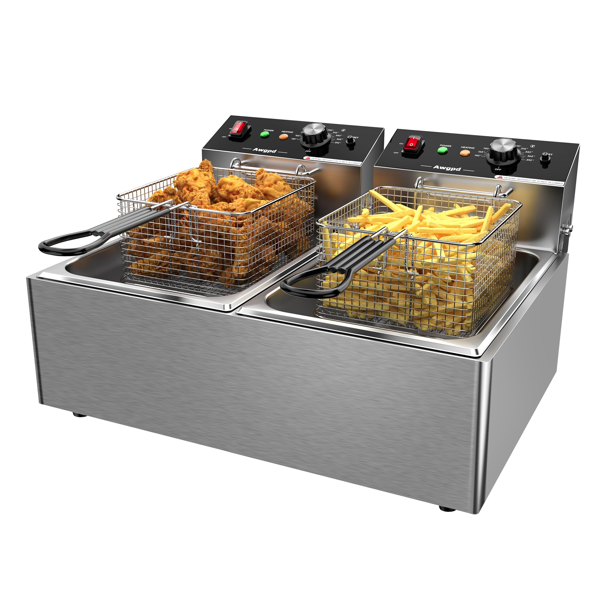 Amazon.com: Commercial Deep Fryer with Baskets Stainless Steel Double ...