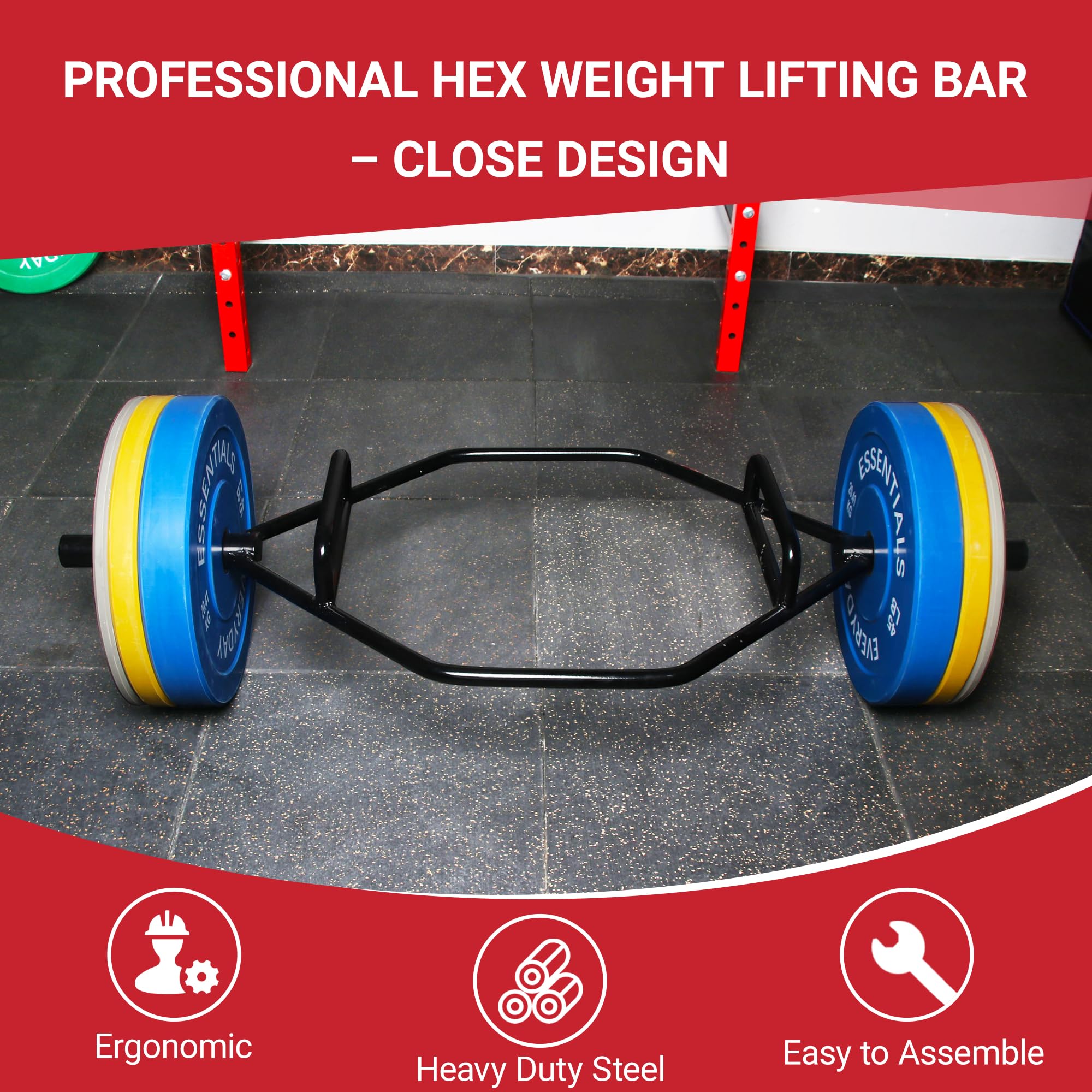 Snapklik.com : Fitvids 2-Inch Olympic Hex Weight Lifting Trap Bar