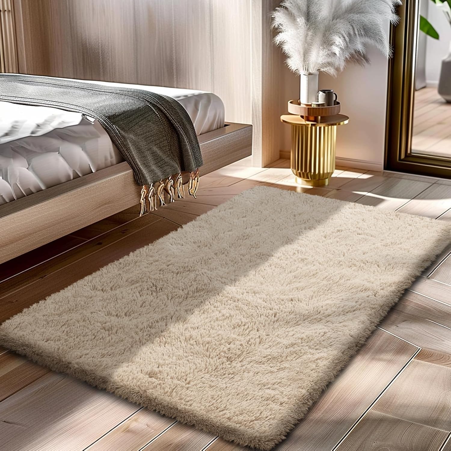 Amazon.com: Fluffy Rug Shaggy Area Rug, Beige 2x4 Area Rugs for Bedroom ...