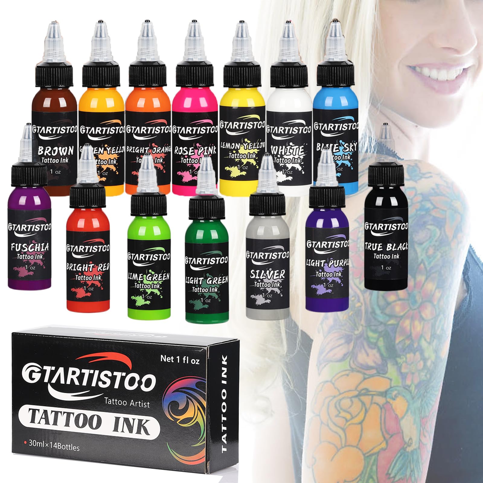 Amazon.com: GTARTISTOO Ink Professional 14 Colors 1oz (14 Colors 30ml ...